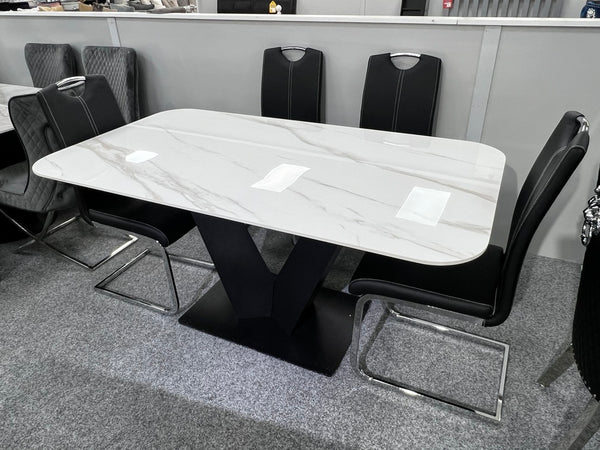 V Shape White Ceramic Dining Table 160cm – MyForeverFurnishings